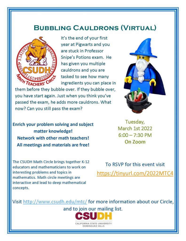 Math Teachers’ Circle @ CSUDH: Bubbling Cauldrons – California ...