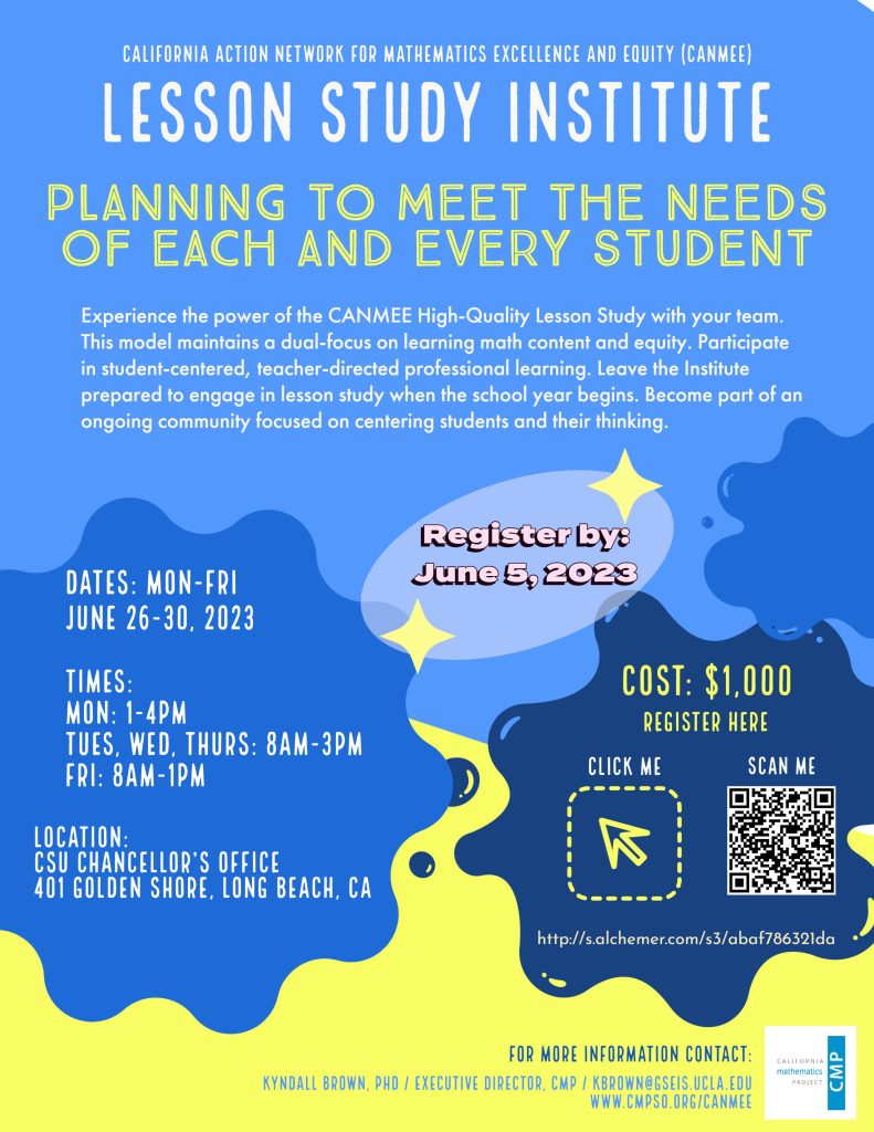 CANMEE Lesson Study Institute – California Mathematics Project